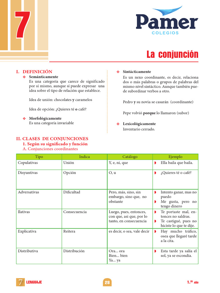 Material Lenguaje 1 La Conjuncion | PDF | Unidades Semánticas | Tipología Lingüística