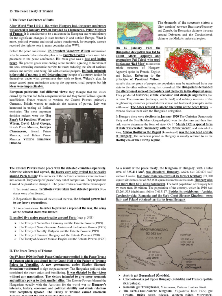 Treaty of Trianon: Impact on Hungary | PDF | Hungary | World War I ...