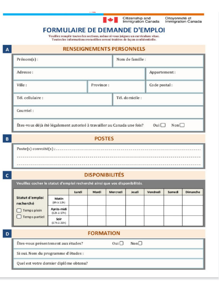 Fiche de Renseignements Personnels | PDF