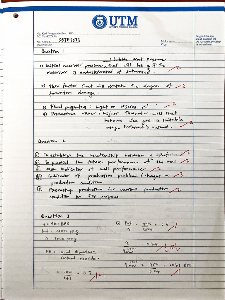 Test 1 Marking Scheme | PDF