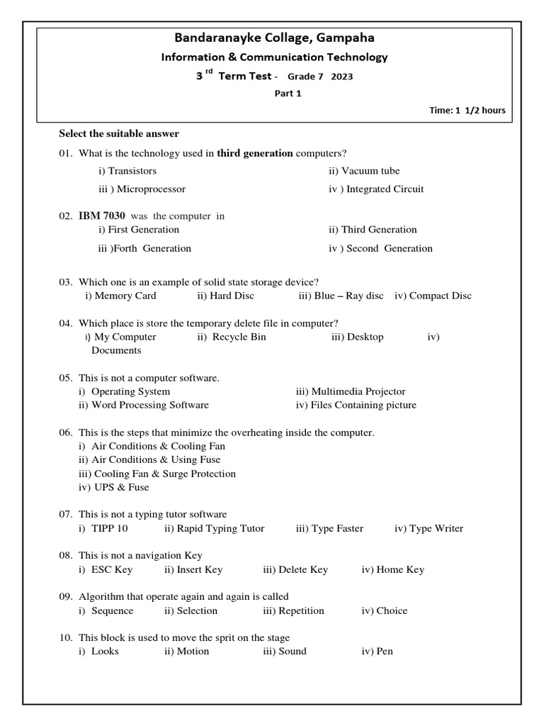 3 Last Term GR 7 2023 First | PDF | Html | Computing