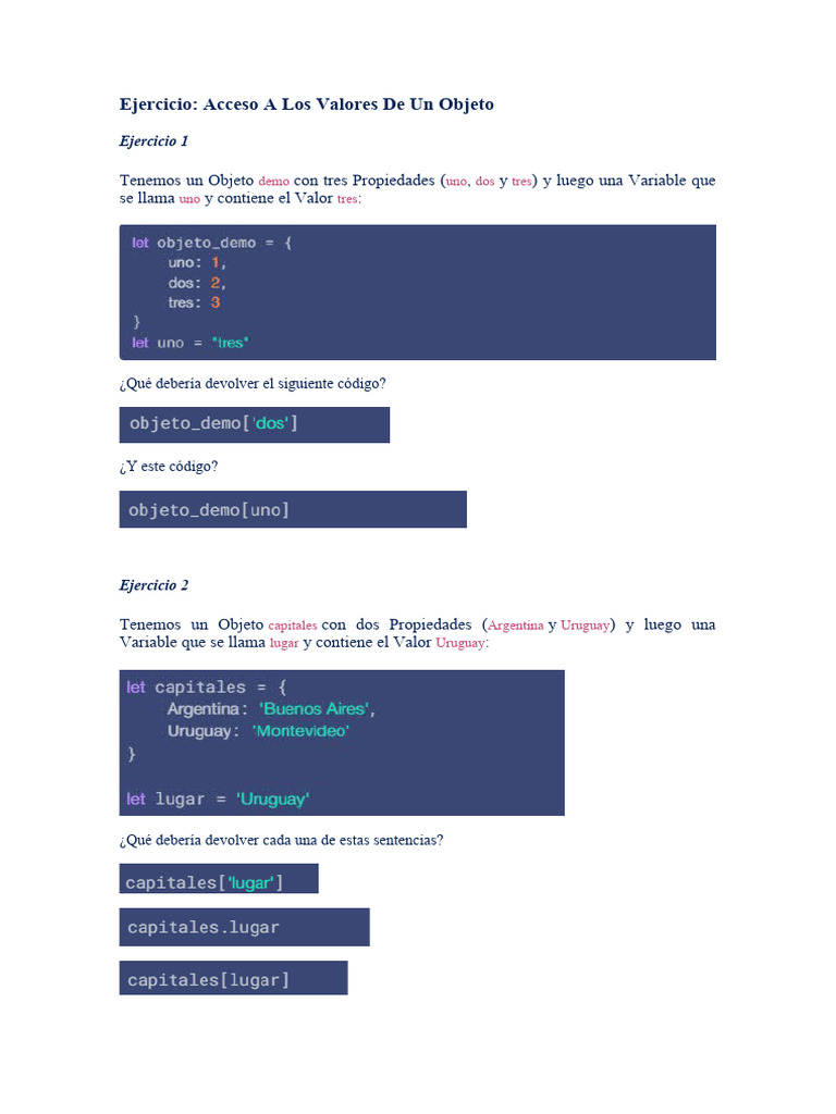 JS PRACTICO 10 - Ejercicios de Objetos Desafios | PDF | Informática