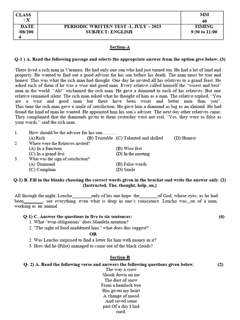 Class X Eng TXT CH-1,2,3,2 - Poem Both SLR CH-1 | PDF | Hail