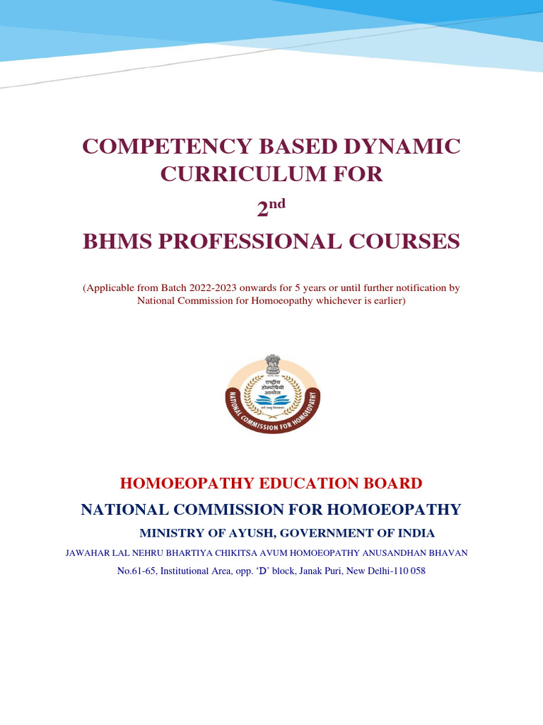 CBDC 2nd BHMS Professional Course | PDF | Educational Assessment | Learning