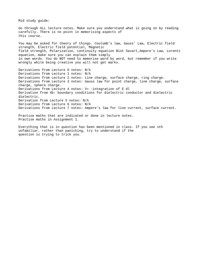 Physics Midterm Study Guide | PDF | Teaching Methods & Materials | Science & Mathematics