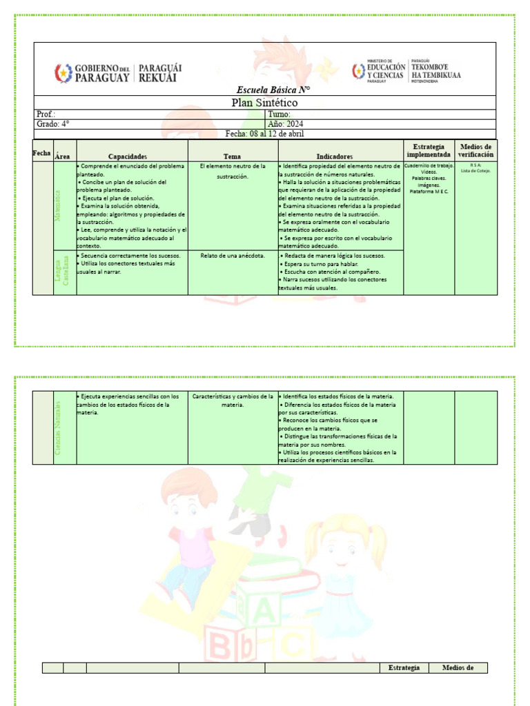01 Plan Sintetico 4° GRADO- Mes de ABRIL SEMANA 2-1 | PDF | Matemáticas ... 01 Plan Sintetico 4° GRADO- Mes de ABRIL SEMANA 2-1 | PDF | Matemáticas ...