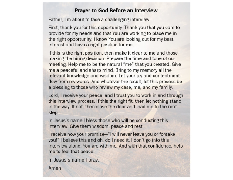Interview Prayer Single | PDF