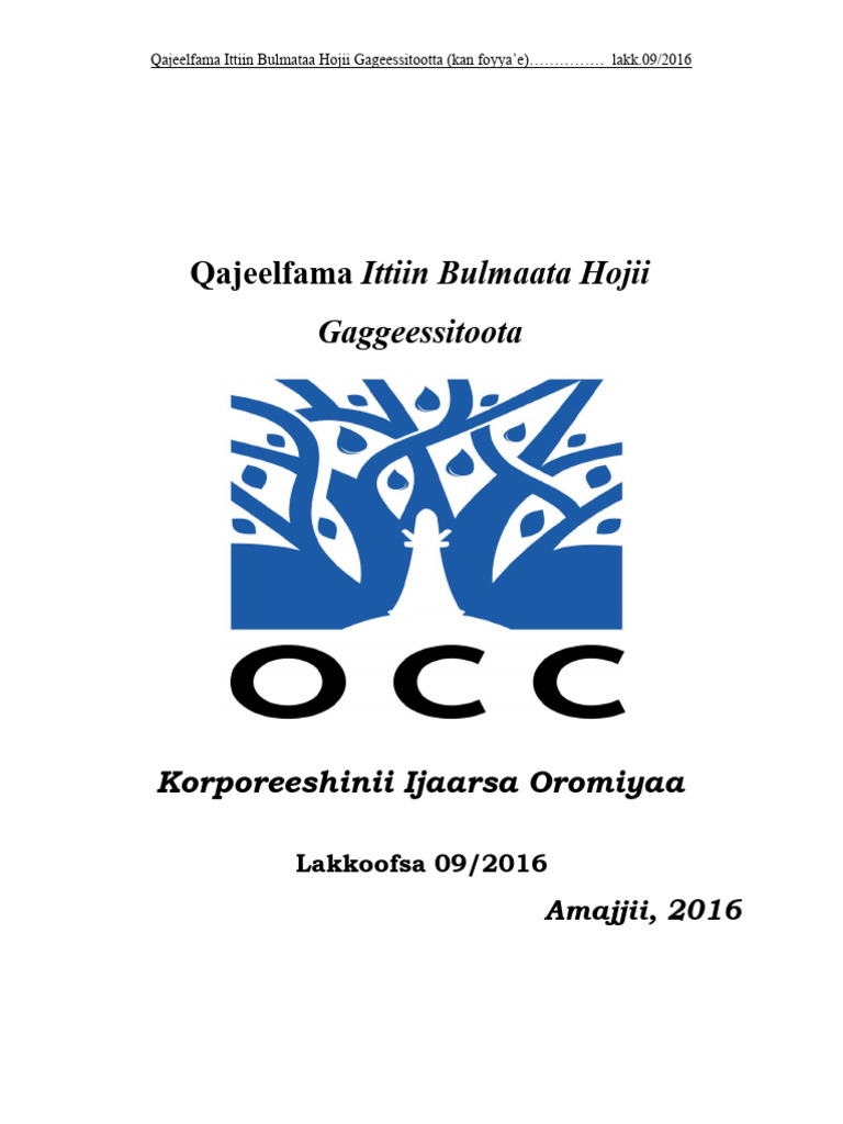 9 Qajeelfama Ittin Bulmaata Gaggeessitootaa 2016 OCC | PDF