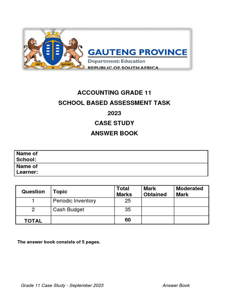 Gr11 Case Study Term 3 2023 AB | PDF | Budget | Cash