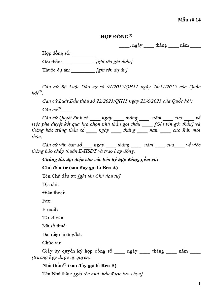 Mau Hop Dong | PDF