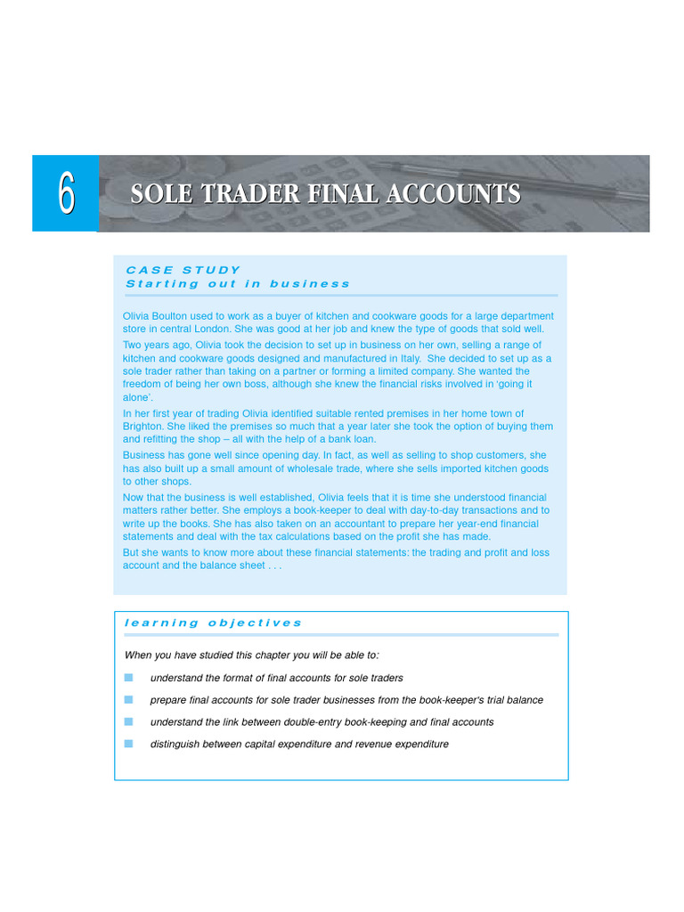 Sole Trader Final Accounts | PDF | Expense | Debits And Credits
