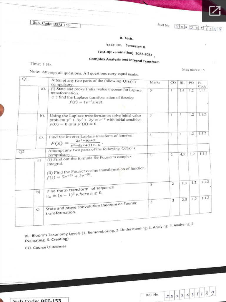 MMMUT ME 2022-23 Pyq Semester 2 | PDF | Superconductivity | Fourier Transform