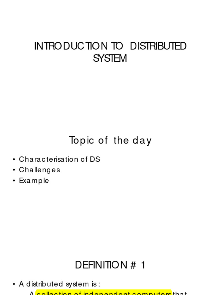 Lu1 Introduction To Distributed System Pdf Computer Network
