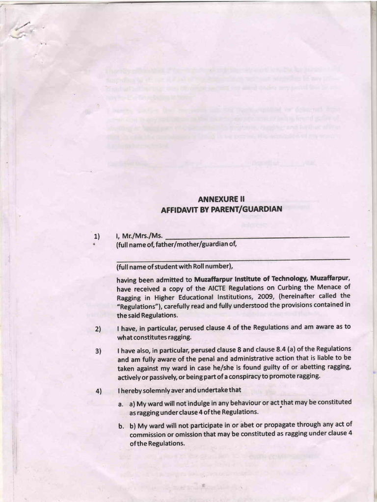 Anti-Ragging-affidavit Guardian Format MIT | PDF | Affidavit | Justice