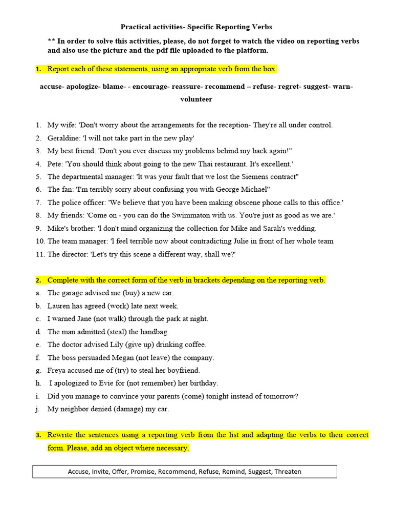 27- Reporting Verbs | PDF