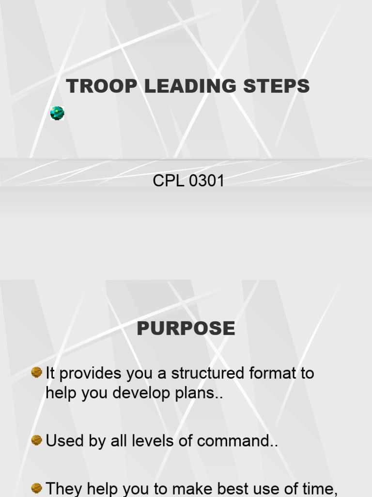 CPL0301 Troop Leading Steps | PDF | Reconnaissance | Military Of The ...