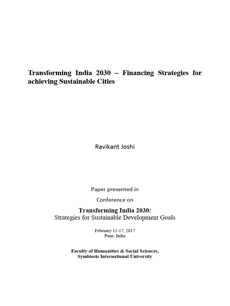 Transforming India 2030 Ravikant Joshi Ed | PDF | Sustainability | Expense