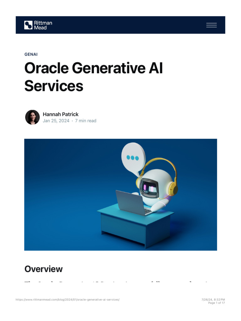 Oracle Generative Ai Services Pdf Computer Programming 0556