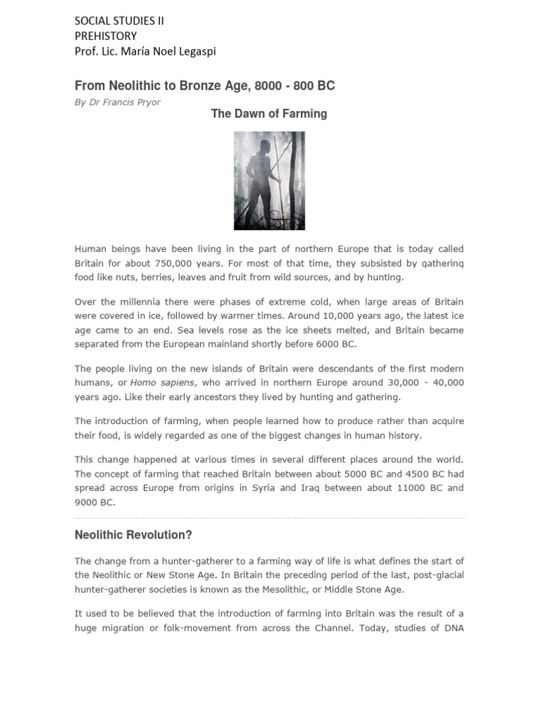 1-PREHISTORY_notes and activities (2) | PDF | Neolithic | Bronze Age