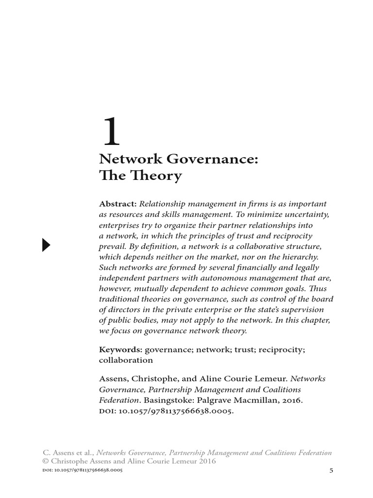 Network Governance The Theory | PDF | Governance | Market (Economics)