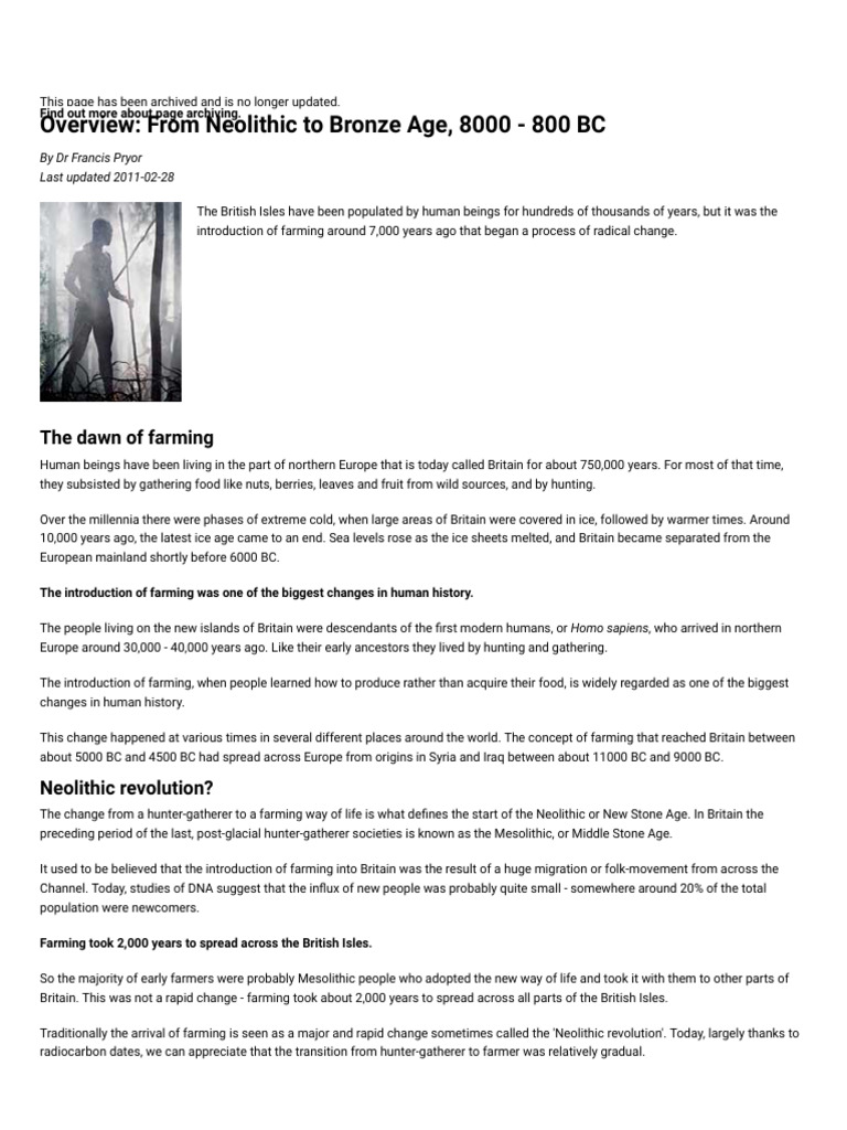 Prehistory Overview - From Neolithic To Bronze Age, 8000 - 800 BC PDF ...