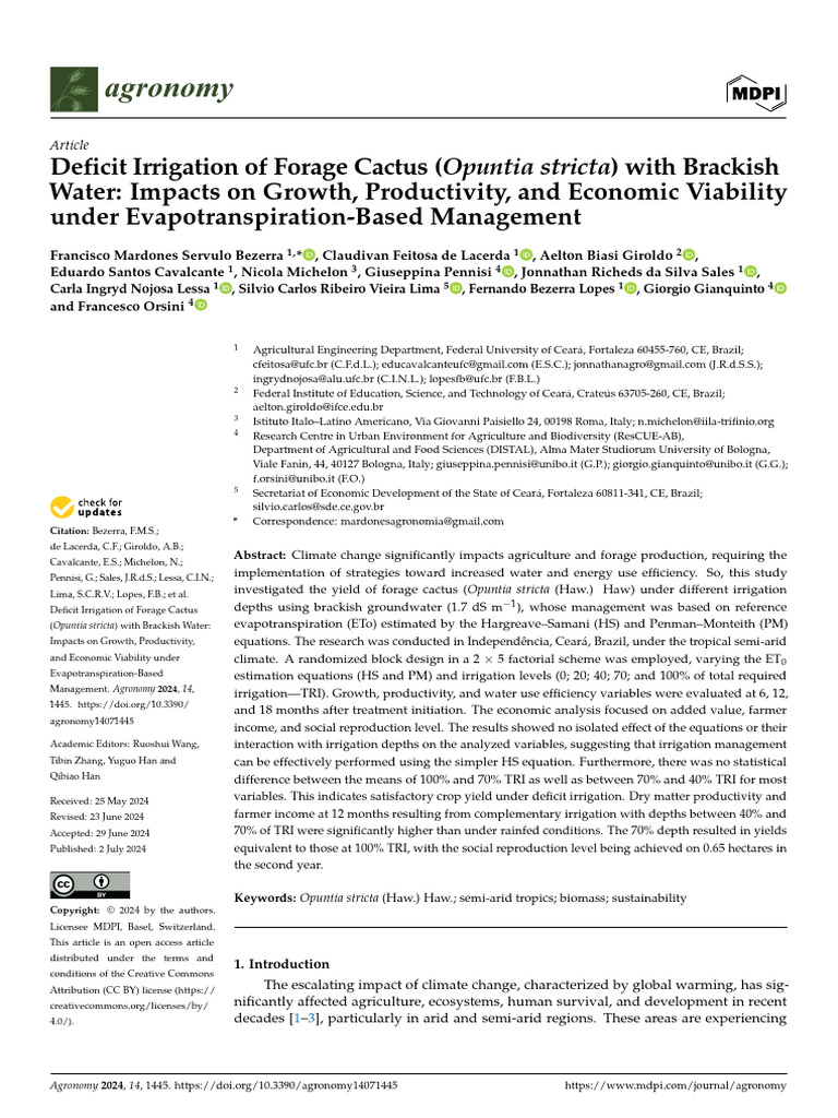 Research Article 394 Brazil Forage | PDF | Evapotranspiration ...