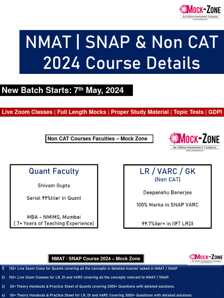 NMAT SNAP Course 2024 Brochure | PDF