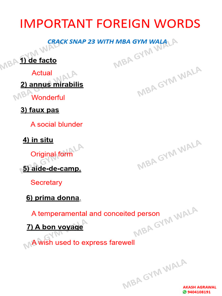 Top 50 Foreign Words | PDF