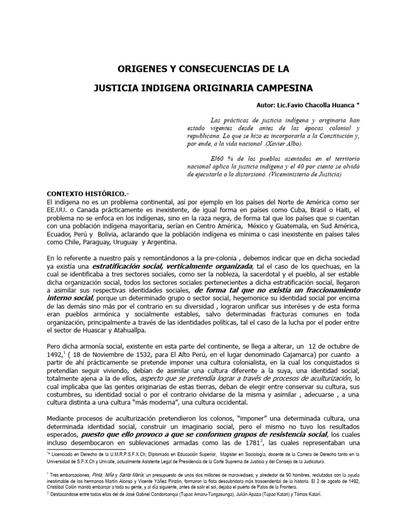 La Justicia Indigena Originaria Campesina | PDF | Constitución | Democracia