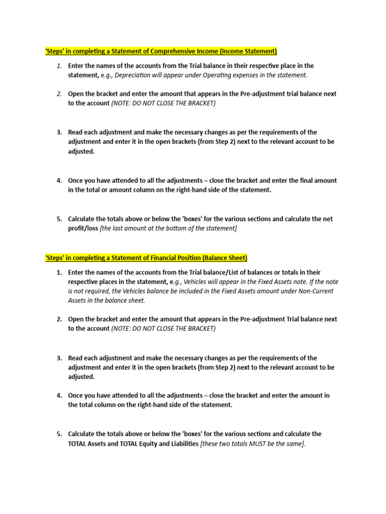 5 steps in completing the financial statements | PDF | Balance Sheet ...