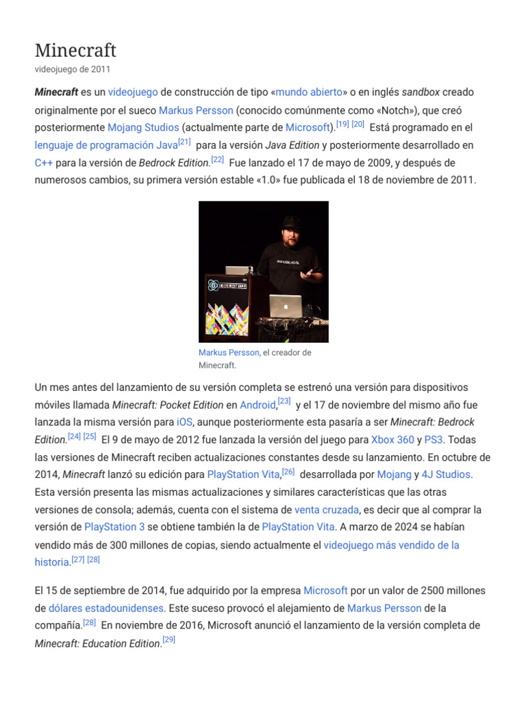 Minecraft - Wikipedia, La Enciclopedia Libre | PDF | Minecraft ...