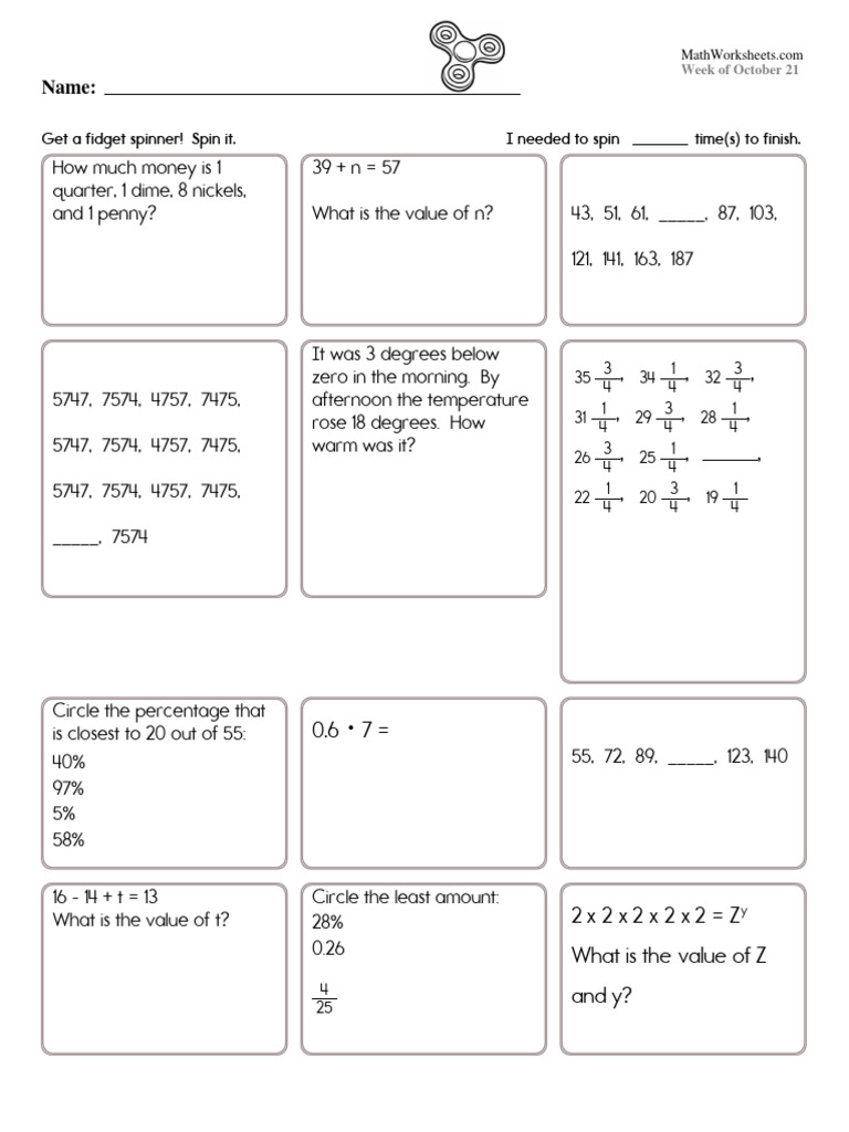 MathWorksheetsGrade6 10 21 | PDF