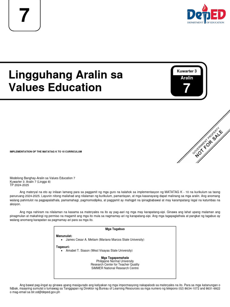 Q3 LE VE7-Lesson-7 Week 8 | PDF