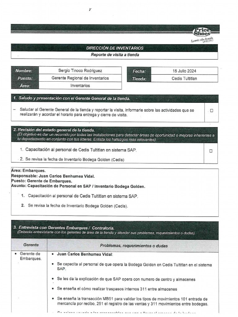 Visita Cedis 15 Julio 2024 | PDF