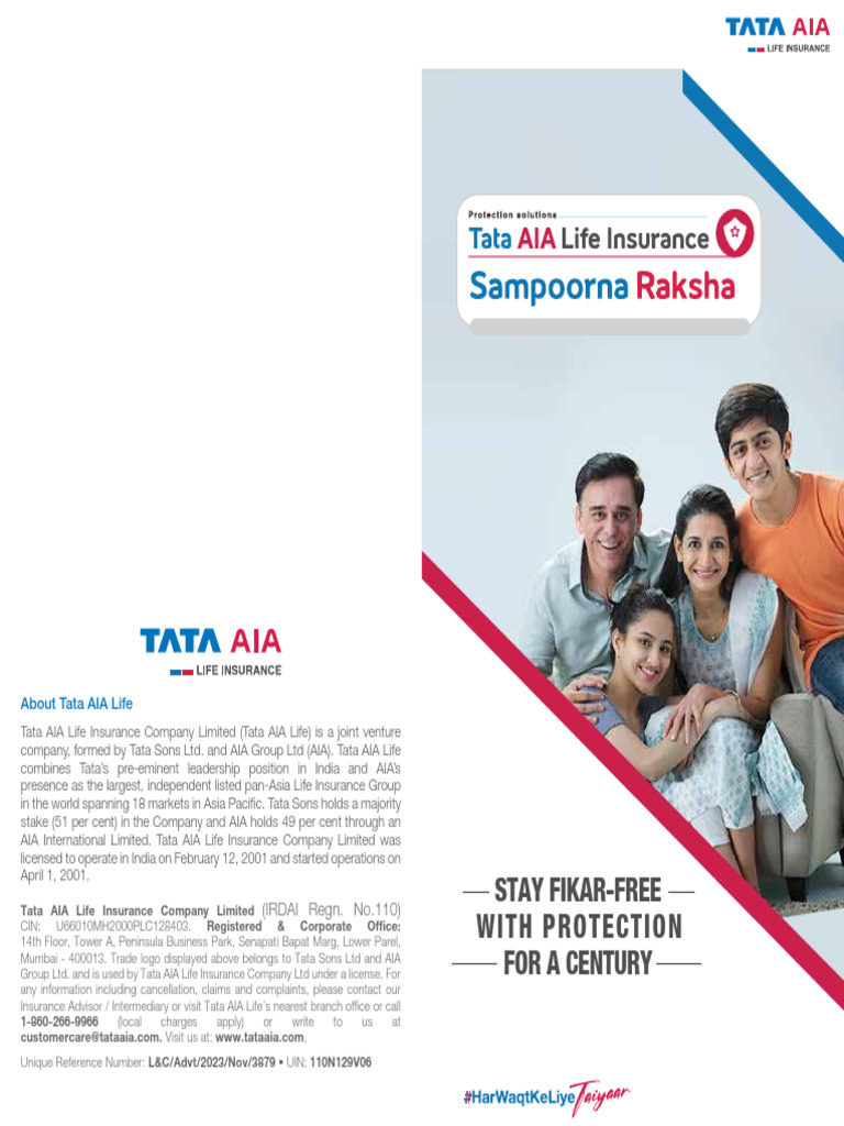 Tata AIA Sampoorna Raksha v6 Brochure | PDF | Insurance | Life Insurance