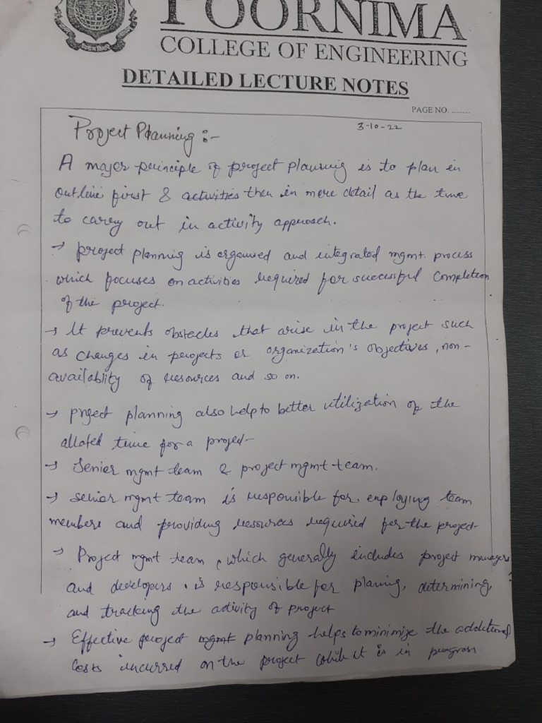 Project planning notes | PDF