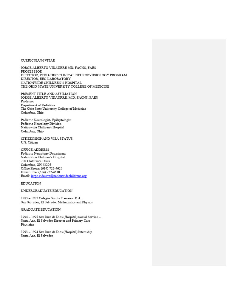 Curriculum Vitae Jorge | PDF | Neurology | Epilepsy