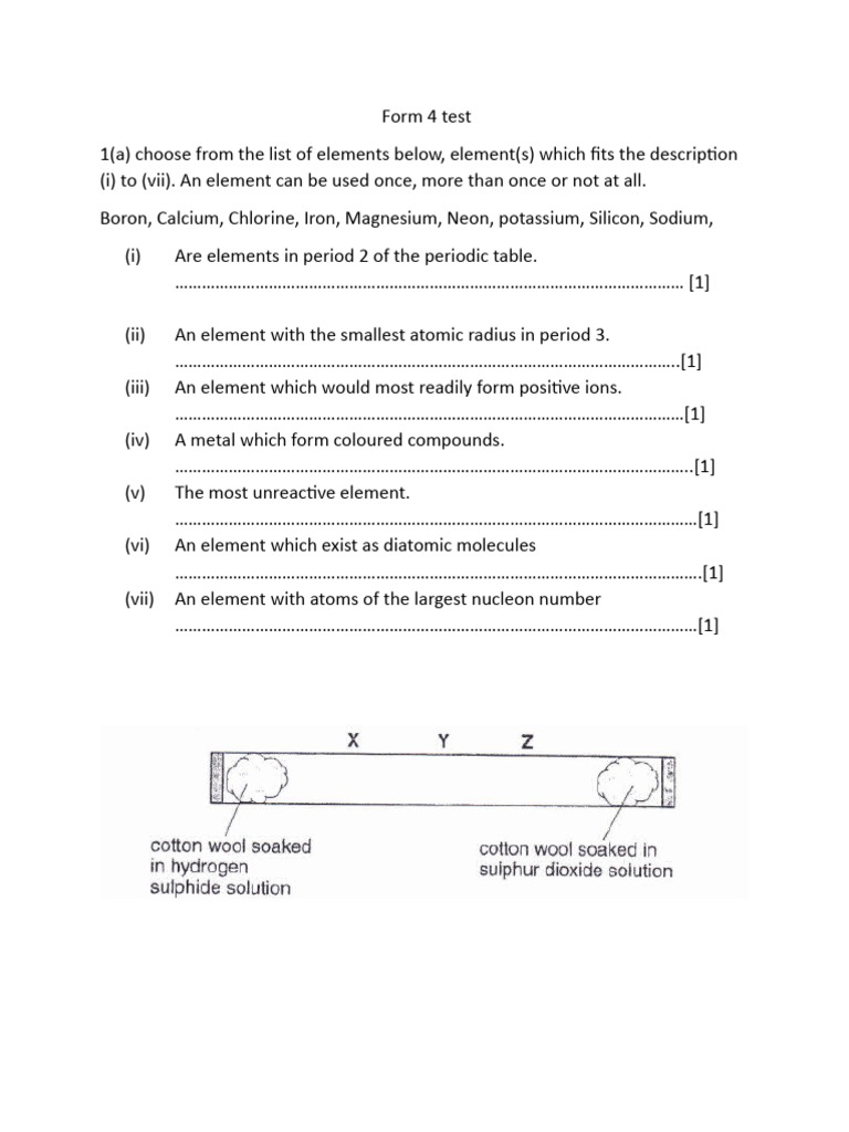Form 4 Test 2024 July | PDF | Materials | Molecules