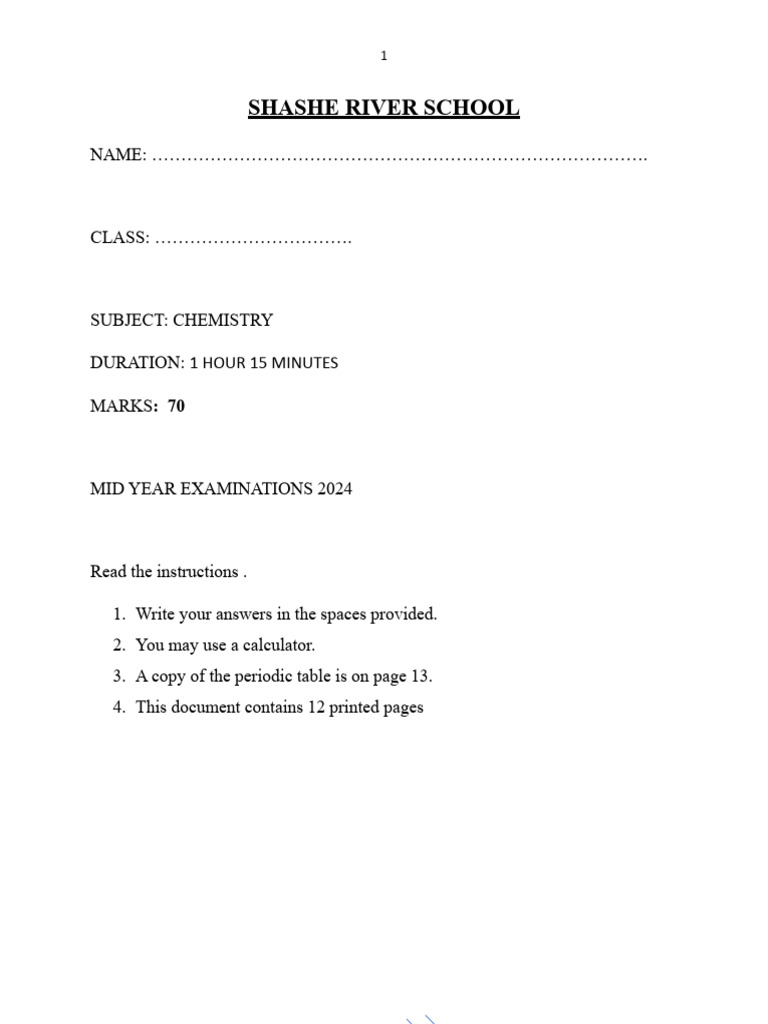 Final Form 4 Mid Year 2024 | PDF | Iodine | Chemical Substances