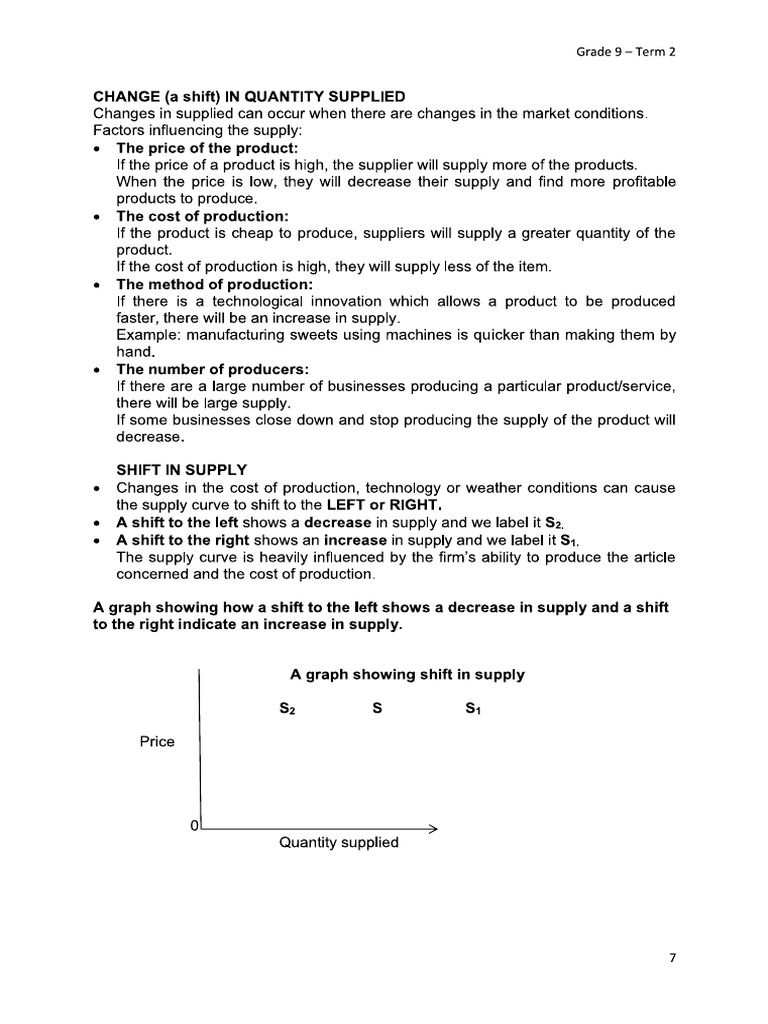 Changes in Supply | PDF