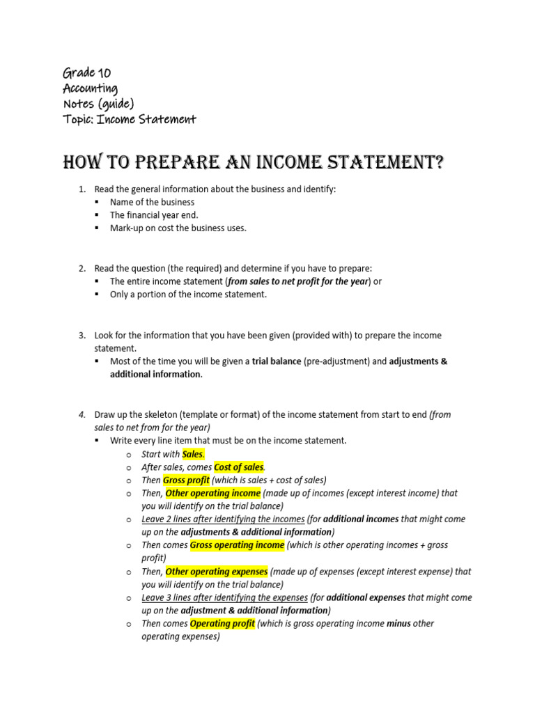 Preparing Income Statement | PDF | Income Statement | Expense