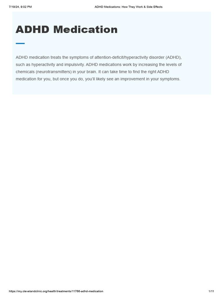 Understanding ADHD Medications: Types & Effects | PDF | Attention ...