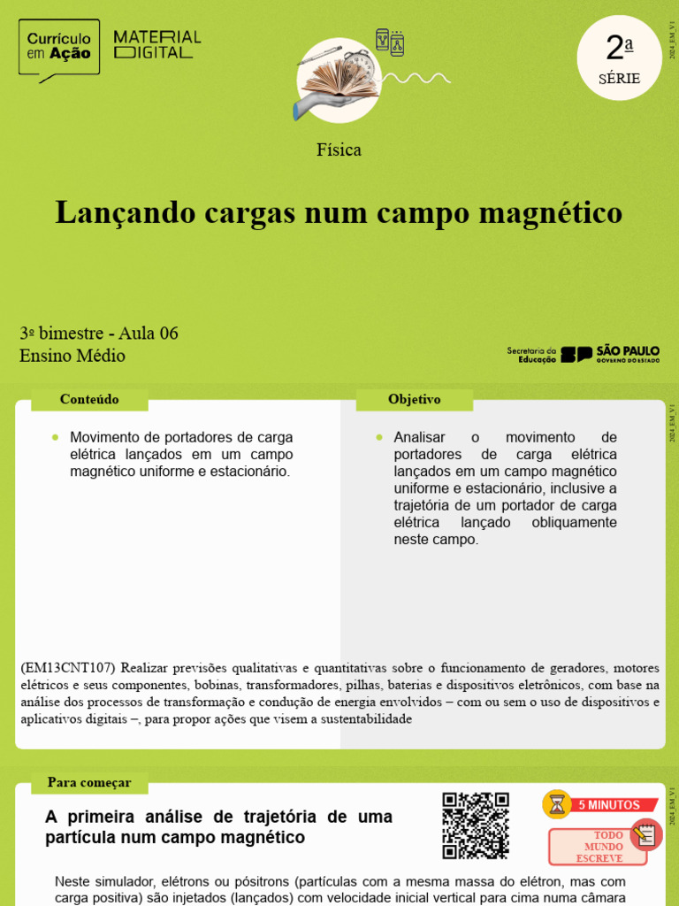 Em02fis - A06 - Cargas em B | PDF | Magnetismo | Campo magnético