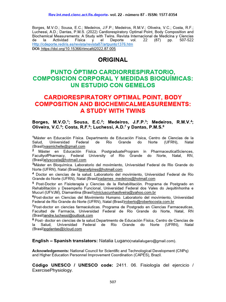 Borges Et Al. 2022 - Cardiorespiratory Optimal Point, Body Composition ...