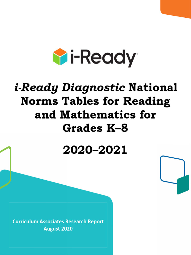 i-Ready K–8 Norms 2020–2021 Report | PDF | Educational Assessment