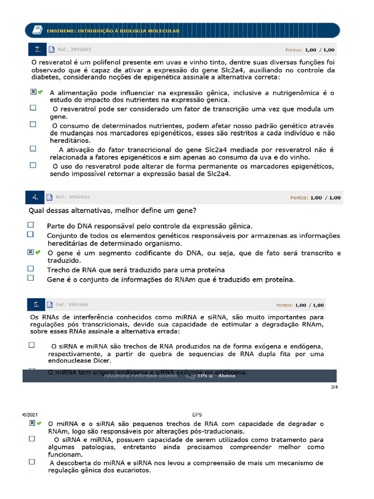 Prova Biologia Molecular | PDF