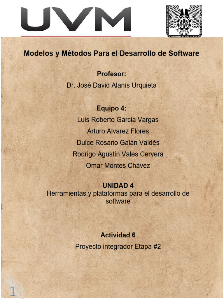 A6_UVM MODELOS Y METODOS PARA DESARROLLO DE SOFTWARE | PDF | Scrum (desarrollo de software ...