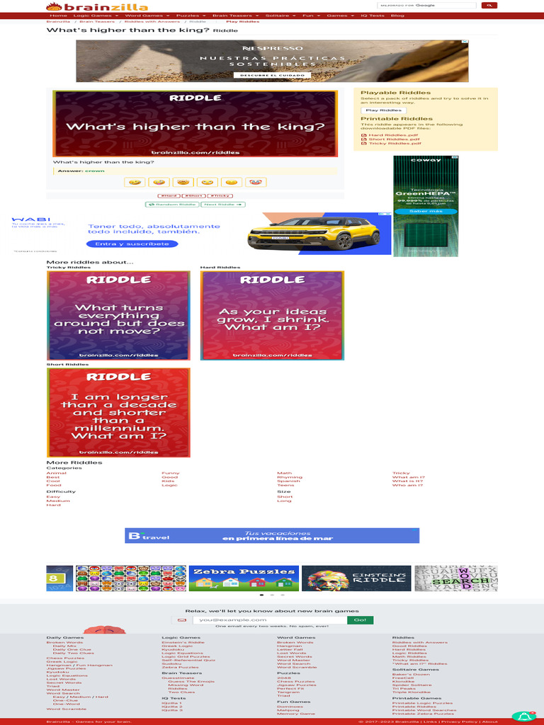 Riddle & Answer - Brainzilla | PDF | Puzzles | Games Of Mental Skill