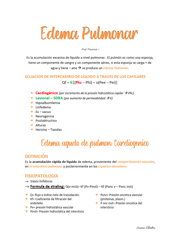 Edema Pulmonar: Causas y Tratamiento | PDF | Edema | Inflamación