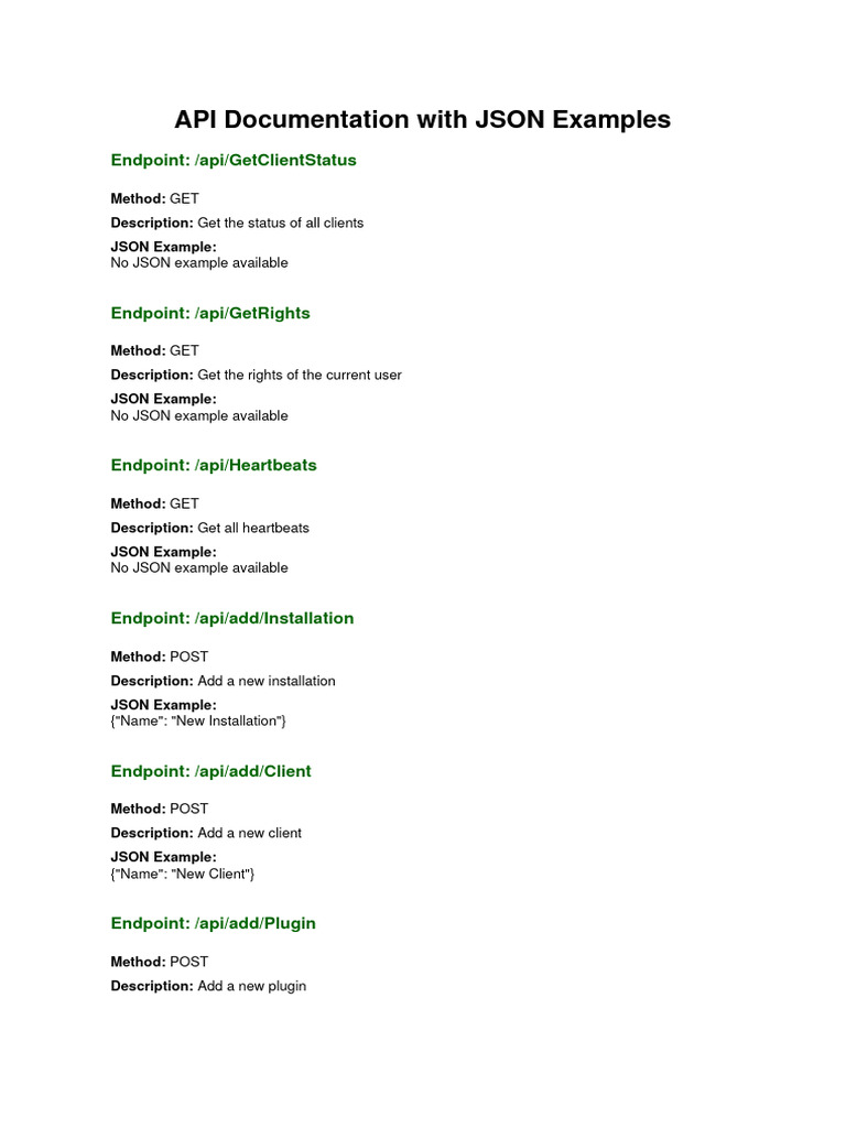 API Documentation with JSON Endpoints | PDF | User (Computing) | Json